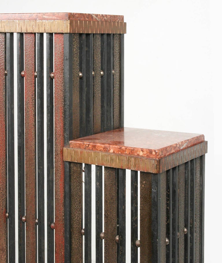 French Art Deco Radiator Cover, Wrought Iron with 'Rouge de Vérone ...