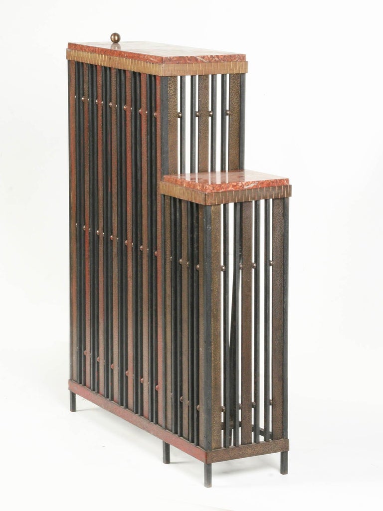 French Art Deco Radiator Cover, Wrought Iron with 'Rouge de Vérone ...