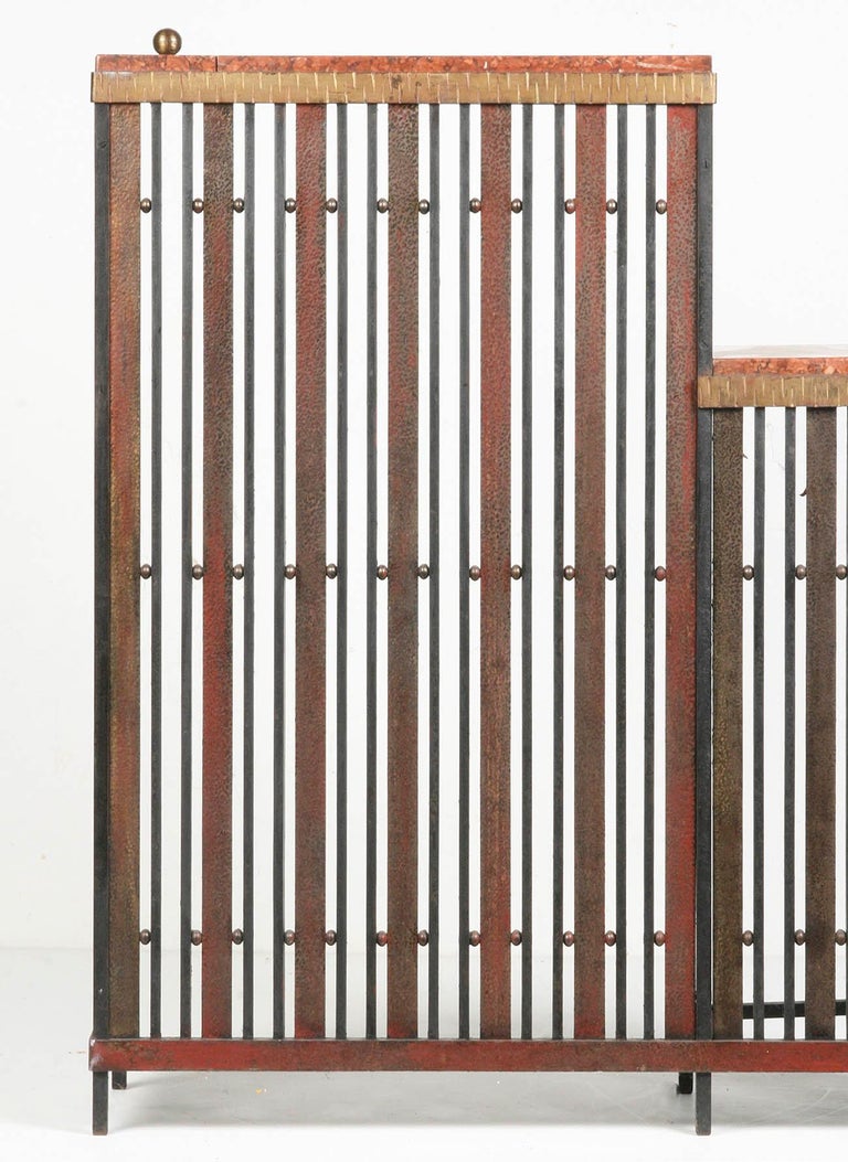 French Art Deco Radiator Cover, Wrought Iron with 'Rouge de Vérone ...