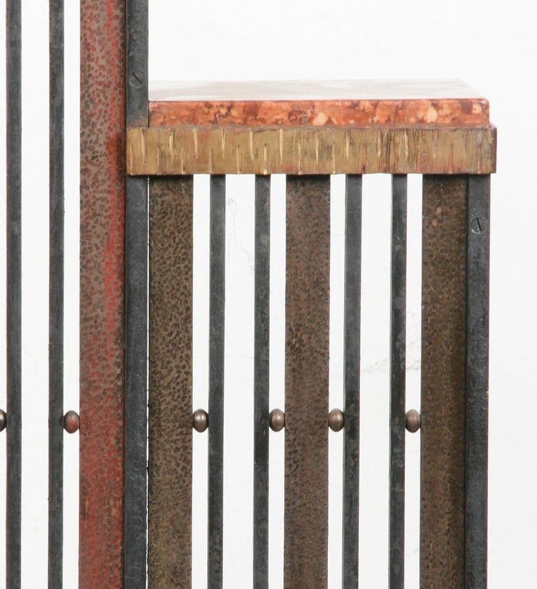 French Art Deco Radiator Cover, Wrought Iron with 'Rouge de Vérone ...