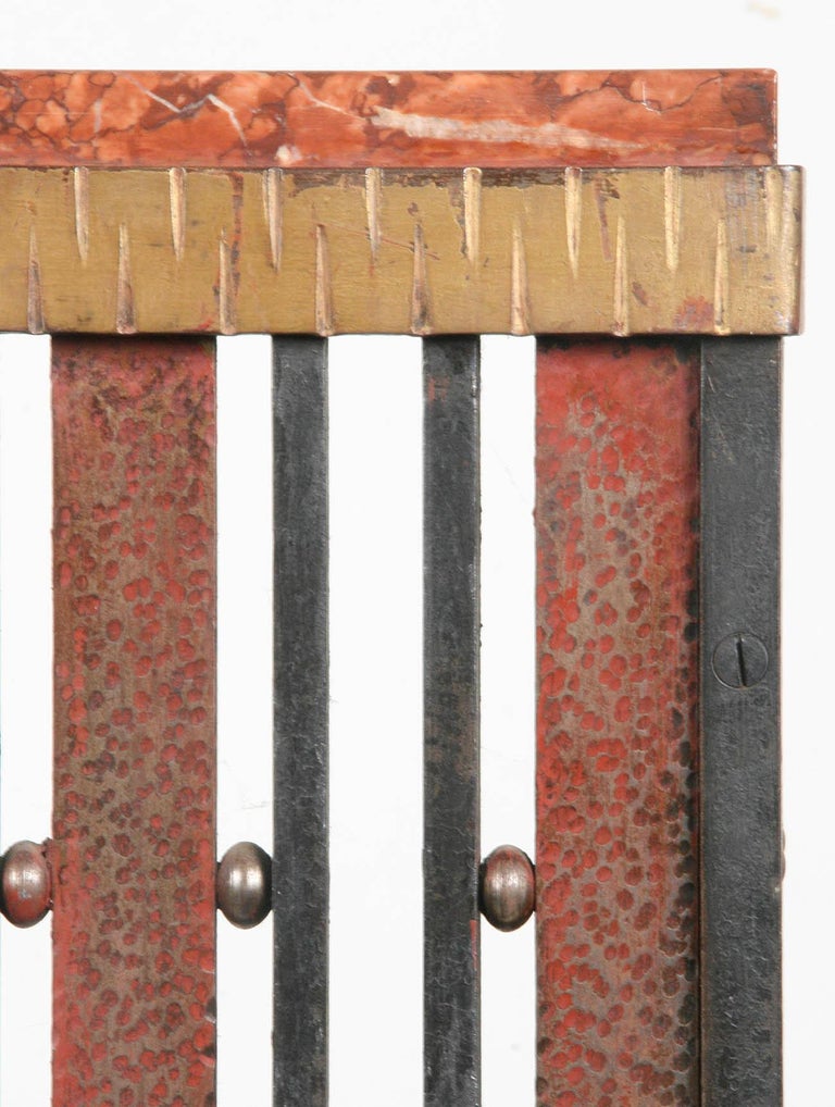 French Art Deco Radiator Cover, Wrought Iron with 'Rouge de Vérone ...