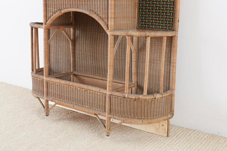 French Art Deco Rattan Wicker Hall Tree Coat Rack at 1stDibs