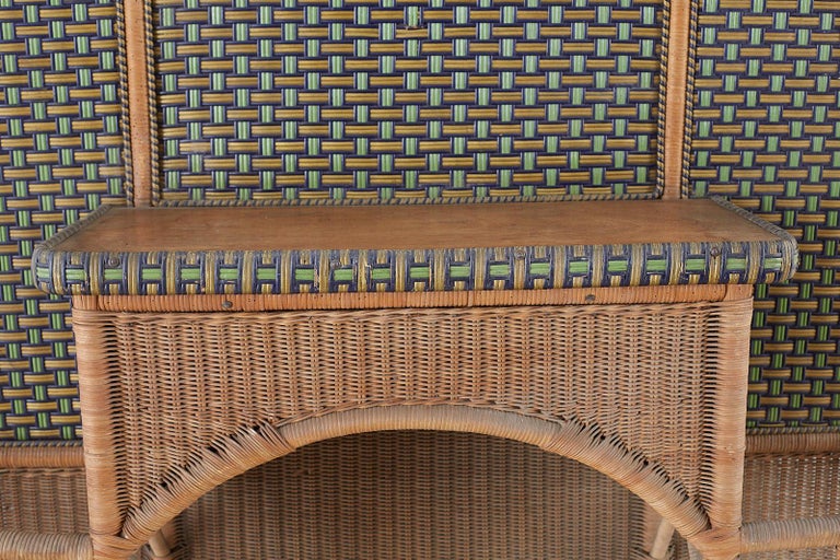 French Art Deco Rattan Wicker Hall Tree Coat Rack at 1stDibs