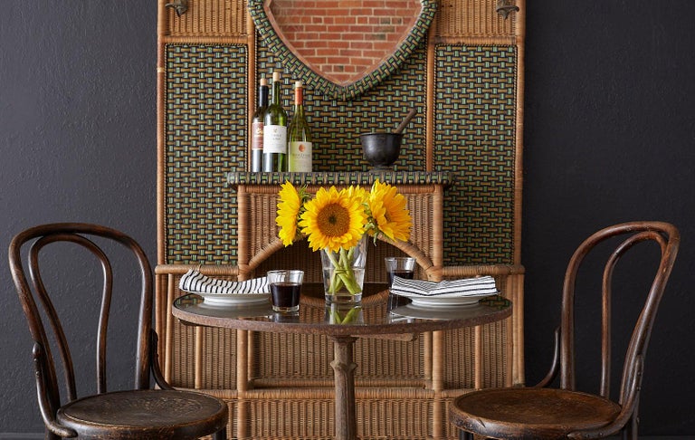 French Art Deco Rattan Wicker Hall Tree Coat Rack at 1stDibs