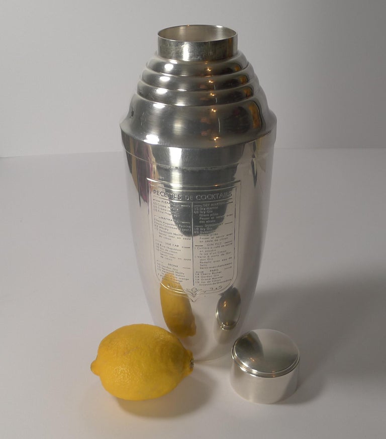 French Art Deco Recipe Cocktail Shaker by Barra Maître Orfèvre à Paris ...