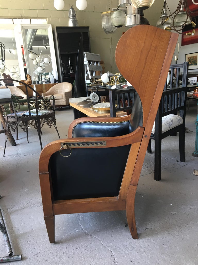 French Art Deco Recliner Wing Chair by Baker Furniture, Walnut with ...