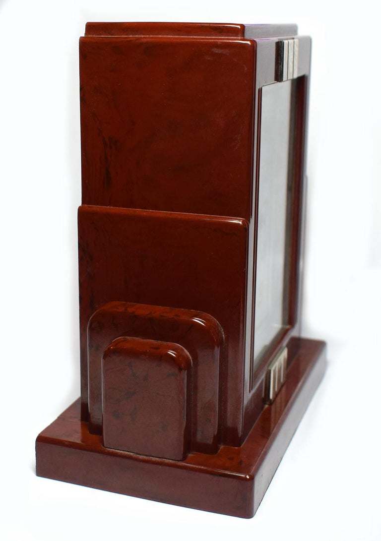 French Art Deco Red Bakelite Clock by JAZ For Sale at 1stDibs