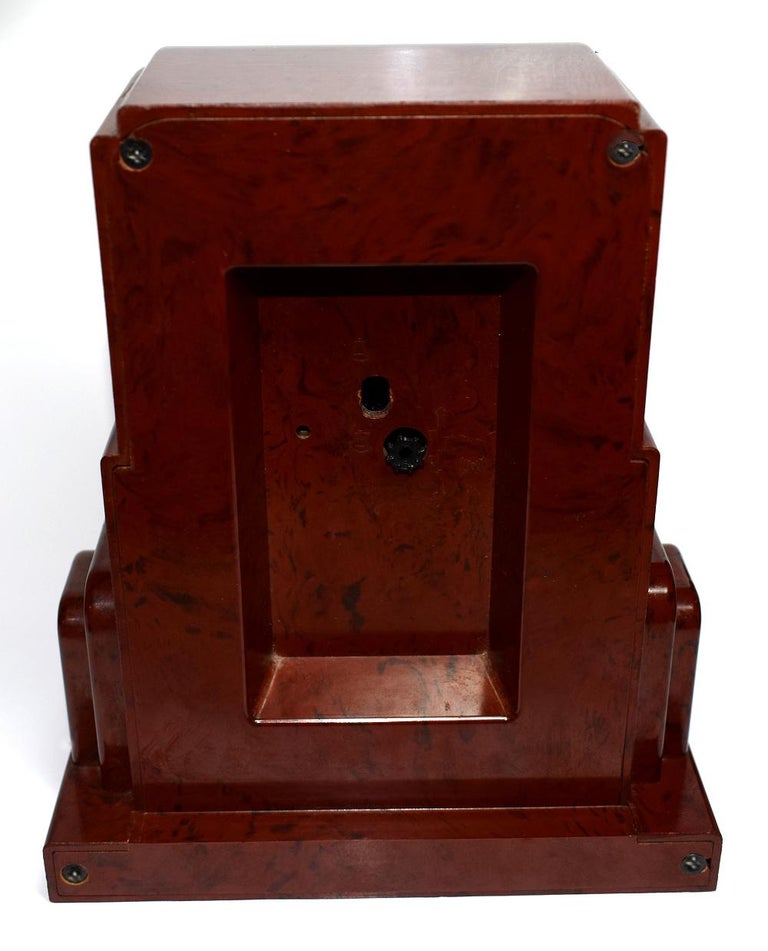 French Art Deco Red Bakelite Clock by JAZ For Sale at 1stDibs
