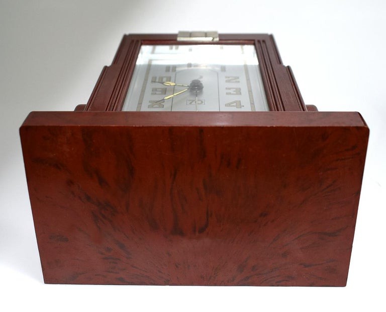 French Art Deco Red Bakelite Clock by JAZ For Sale at 1stDibs