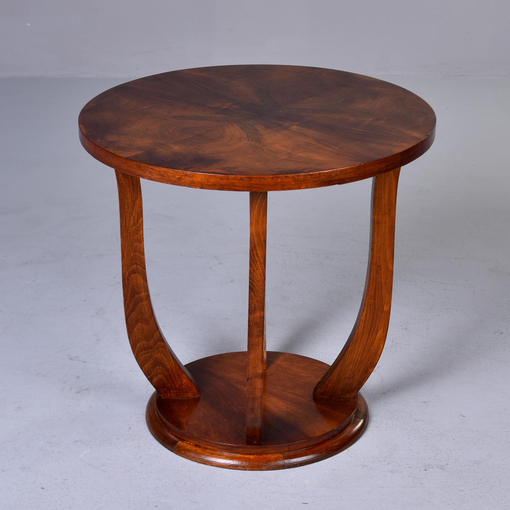 French Art Deco Round Walnut Side Table For Sale at 1stDibs