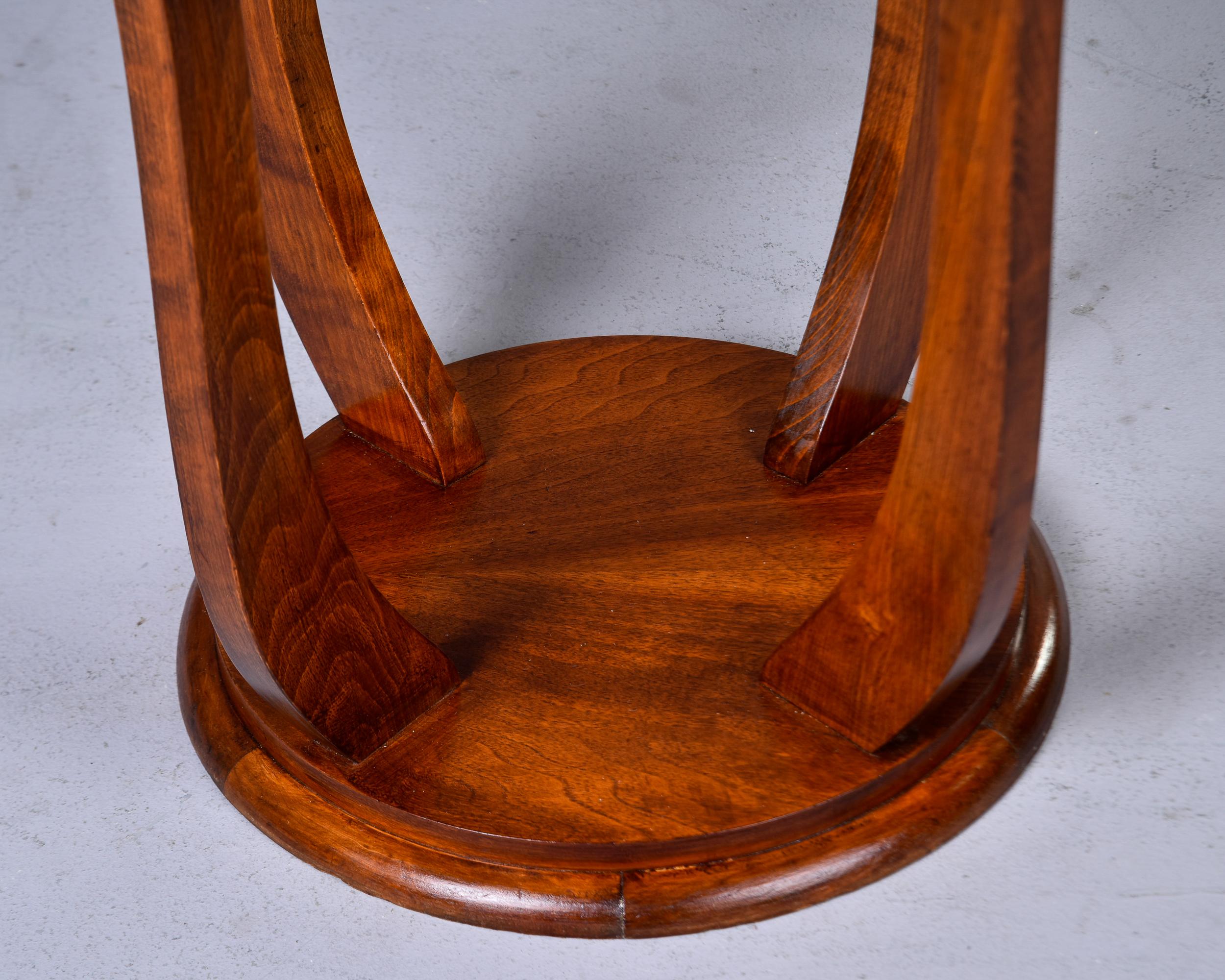 French Art Deco Round Walnut Side Table For Sale at 1stDibs
