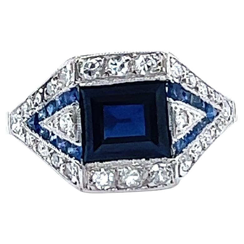 Art Deco Diamond Sapphire Ring at 1stDibs