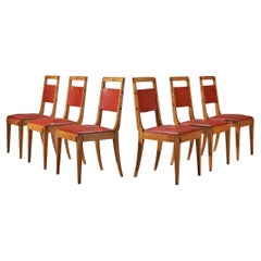 Set of Six Art Deco Dining Chairs with New Upholstery by Lizzo, Italy ...