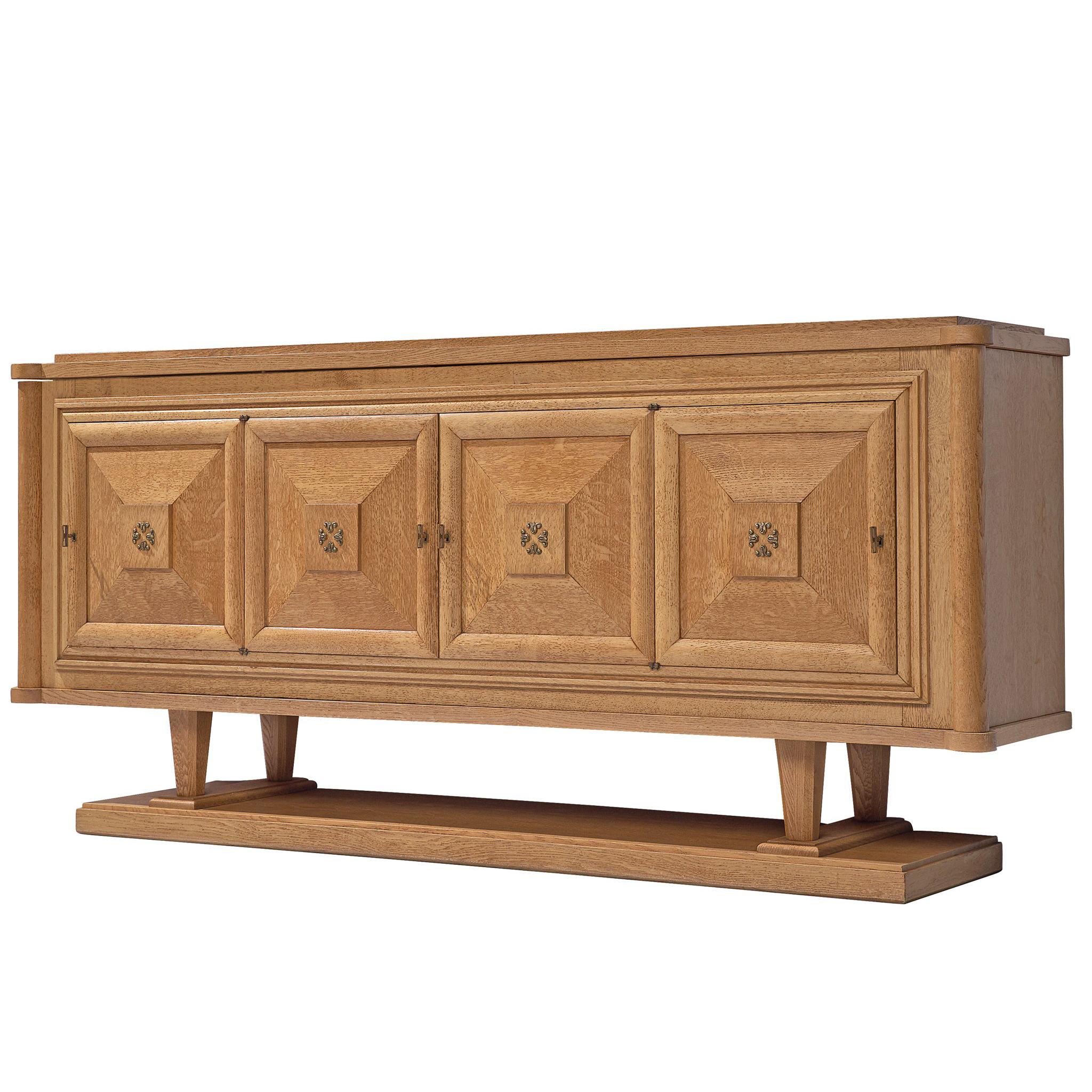 French Art Deco Sideboard in Cerused Oak For Sale at 1stDibs