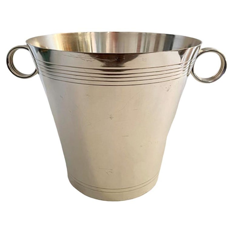 French Art Deco Silver Plate Champagne / Wine Bucket with Ring Handles ...
