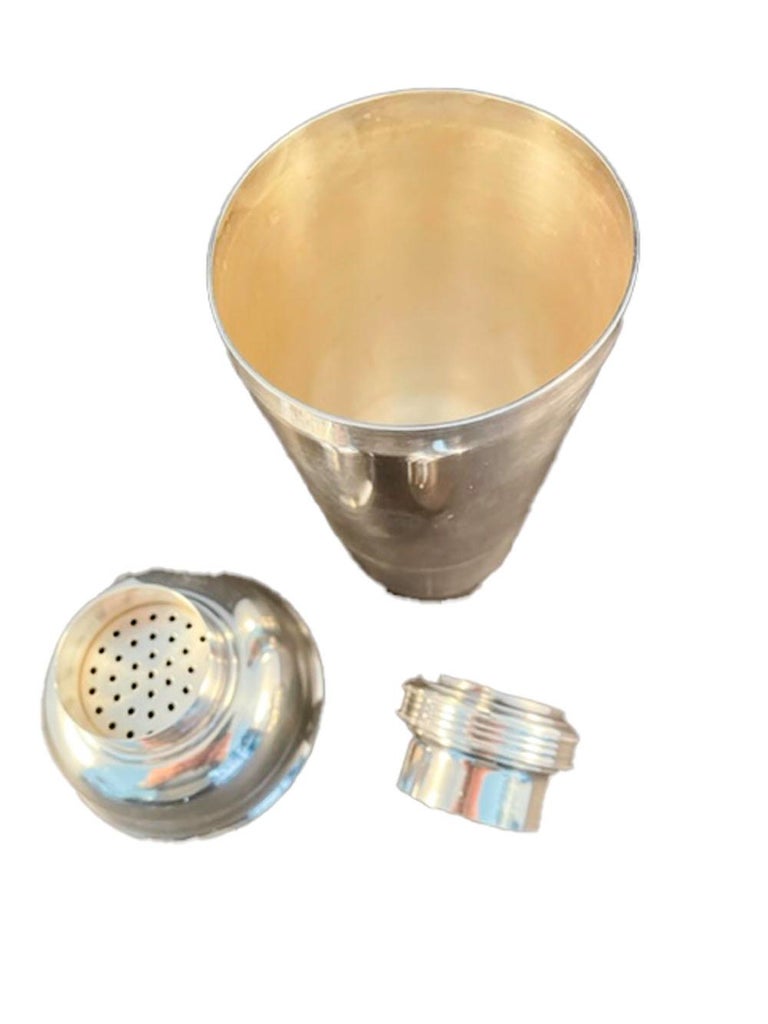 French Art Deco Silver Plate Cobbler Type Cocktail Shaker w/Ribbed ...