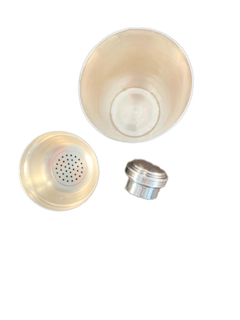 French Art Deco Silver Plate Cobbler Type Cocktail Shaker w/Ribbed ...