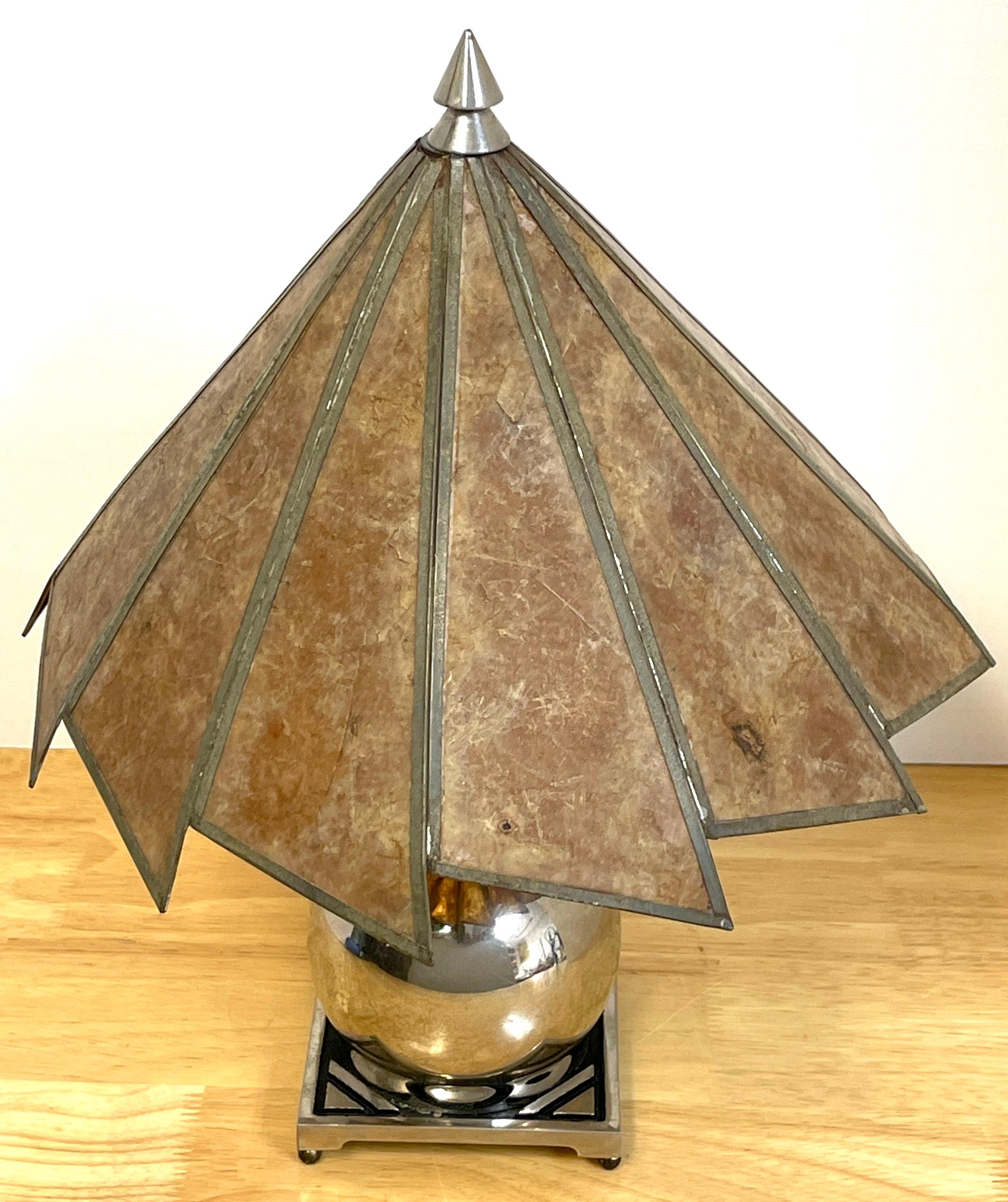 French Art Deco Silverplated Orb Lamp with Mica Shade For Sale at ...