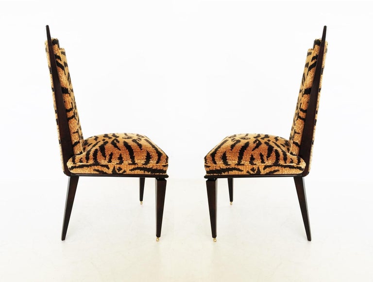 French Art Deco Six Leopard Print Dining Chairs at 1stDibs | animal ...