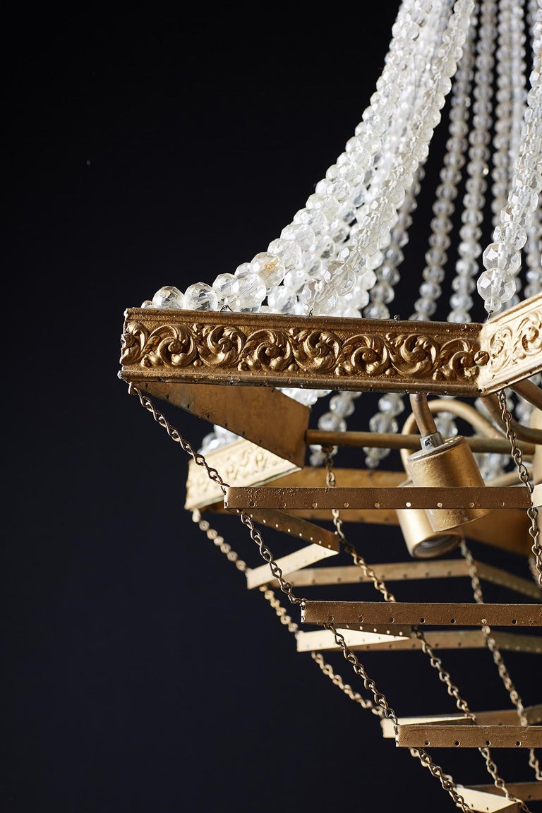 French Art Deco Six-Light Crystal Rope Chandelier at 1stDibs