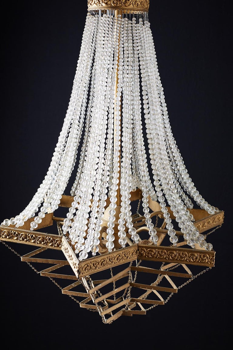 French Art Deco Six-Light Crystal Rope Chandelier at 1stDibs