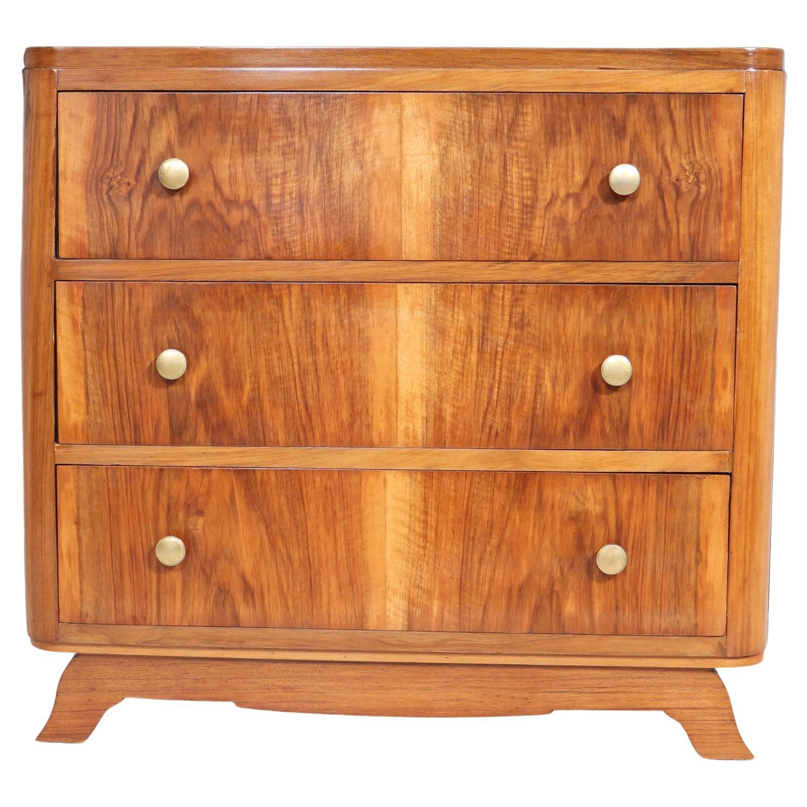Art Deco Sideboard with Drawers in Wood, Parchment leather and Bronze ...