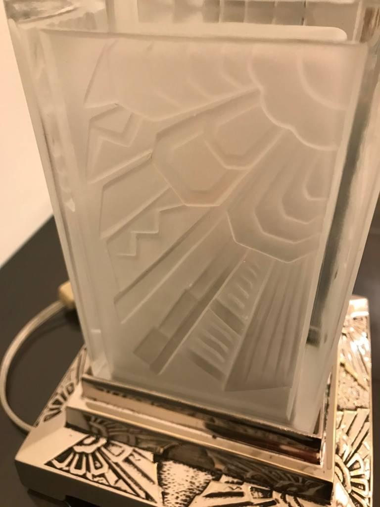 French Art Deco Square Geometric Table Lamp at 1stDibs