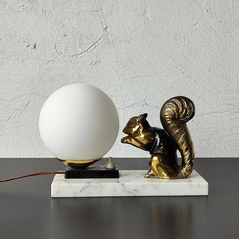 French Art Deco Squirrel Table Lamp Night-Light, 1930s For Sale at 1stDibs