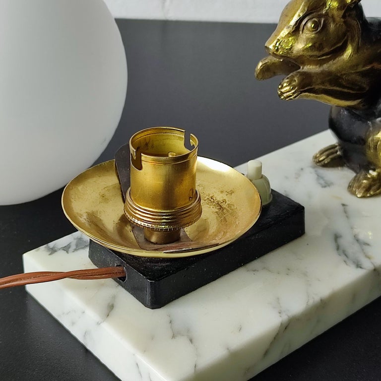 French Art Deco Squirrel Table Lamp Night-Light, 1930s For Sale at 1stDibs