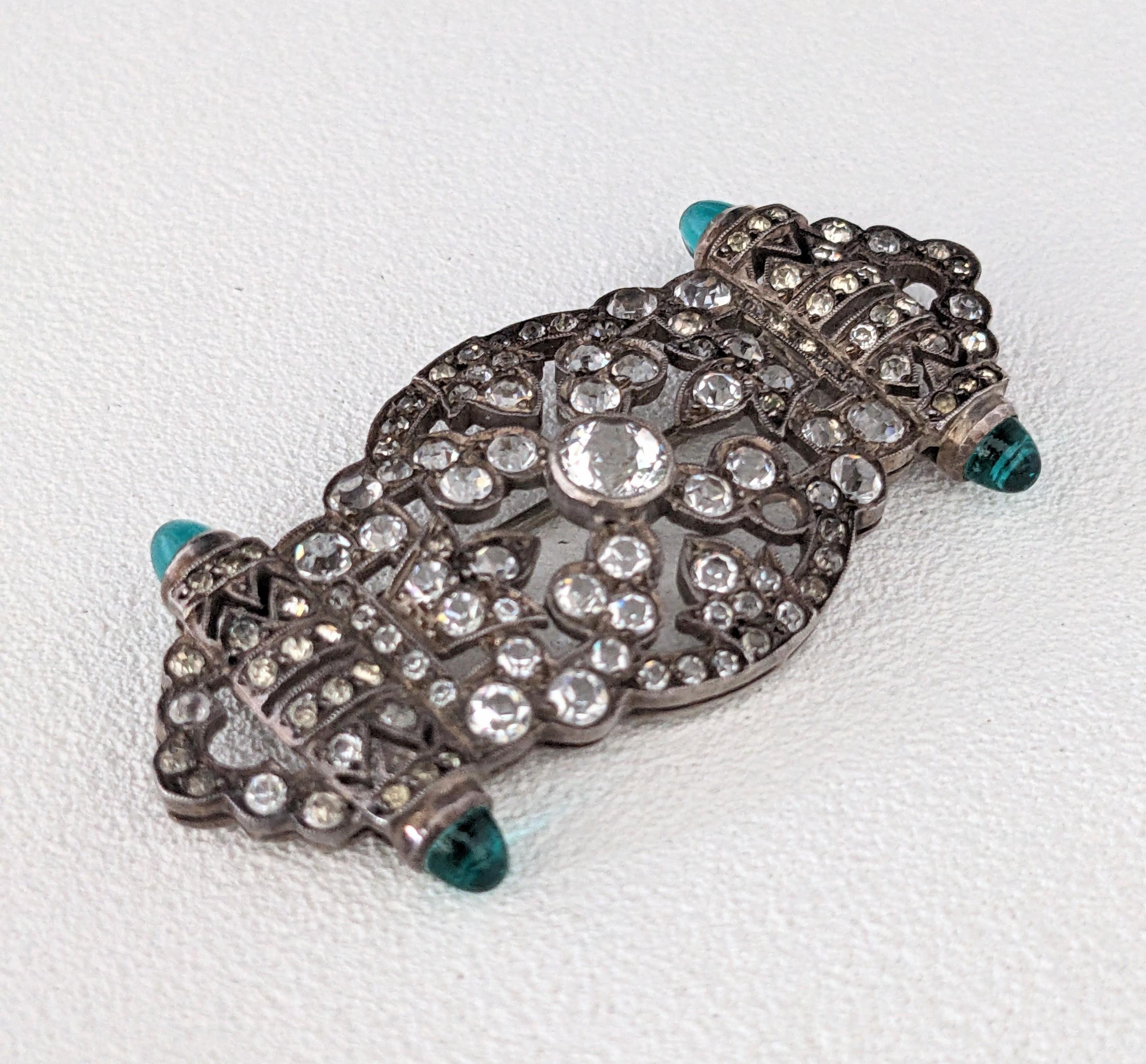 French Art Deco Sterling Paste Brooch For Sale at 1stDibs