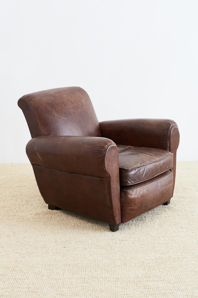French Art Deco Style Cigar Leather Club Chairs at 1stDibs | leather ...
