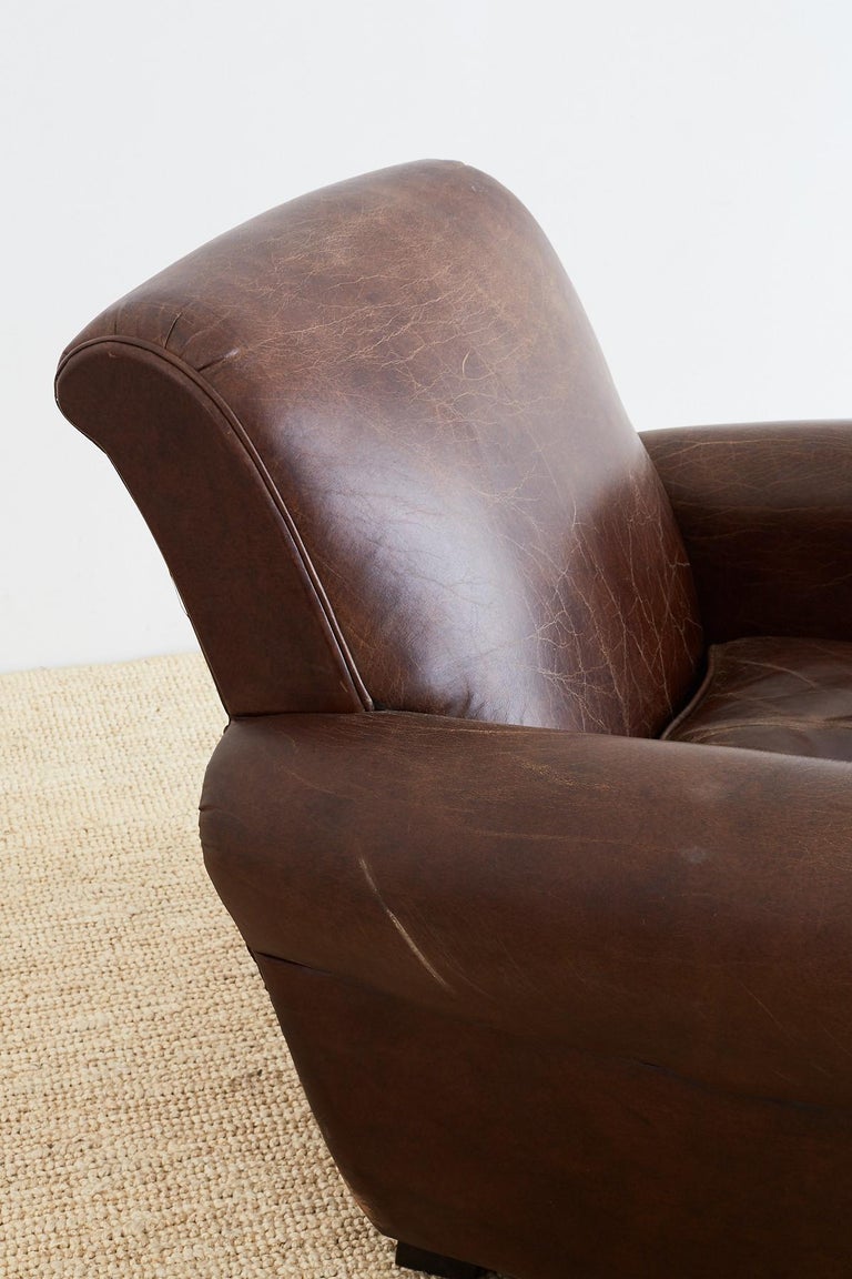 French Art Deco Style Cigar Leather Club Chairs at 1stDibs | leather ...