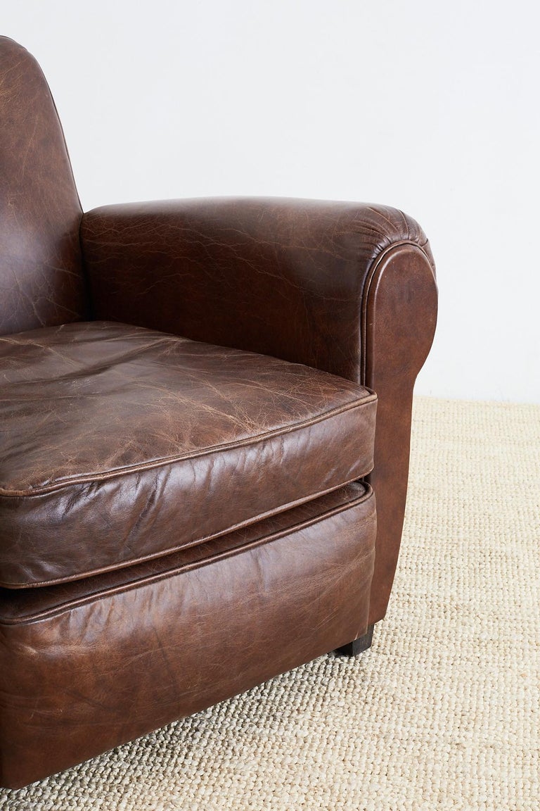 French Art Deco Style Cigar Leather Club Chairs at 1stDibs | leather ...