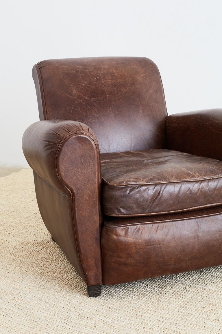 French Art Deco Style Cigar Leather Club Chairs at 1stDibs | leather ...