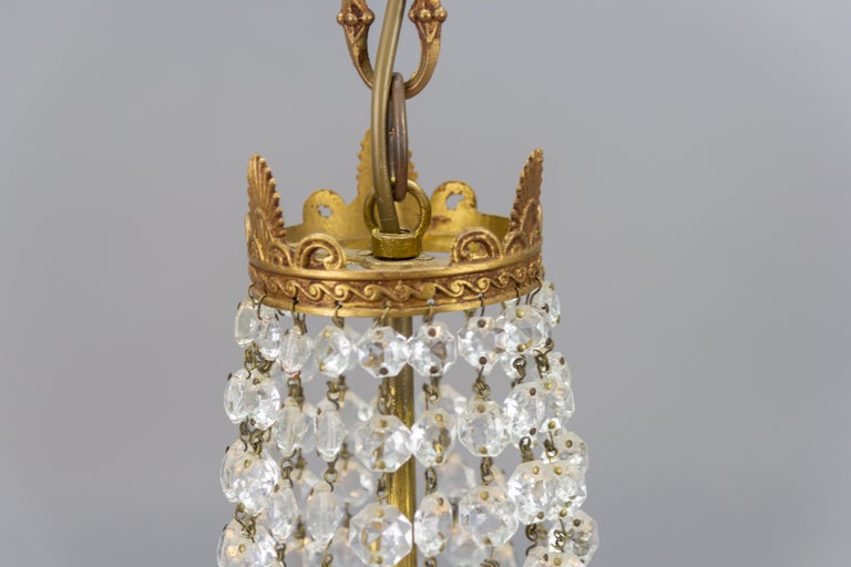 French Art Deco Style Crystal Glass and Glass Rods Three-Light Brass ...