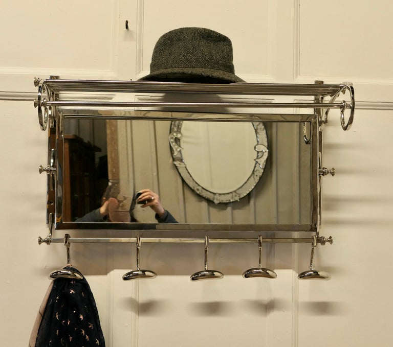 French Art Deco Style Hat and Coat Rack with Mirror, Pullman Railway ...