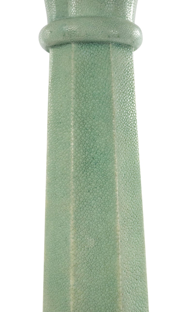 French Art Deco Green Shagreen Table Lamp For Sale at 1stDibs