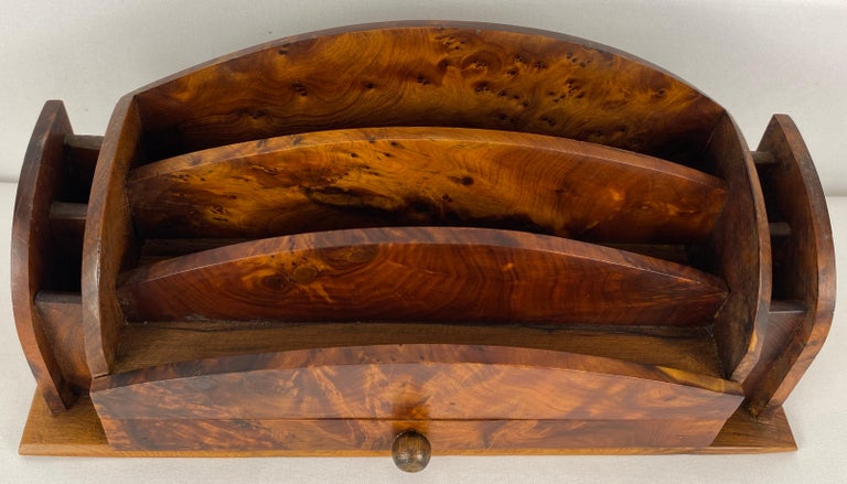 French Art Deco Style Wooden Letter Holder Burled Amboyna Wood For Sale ...