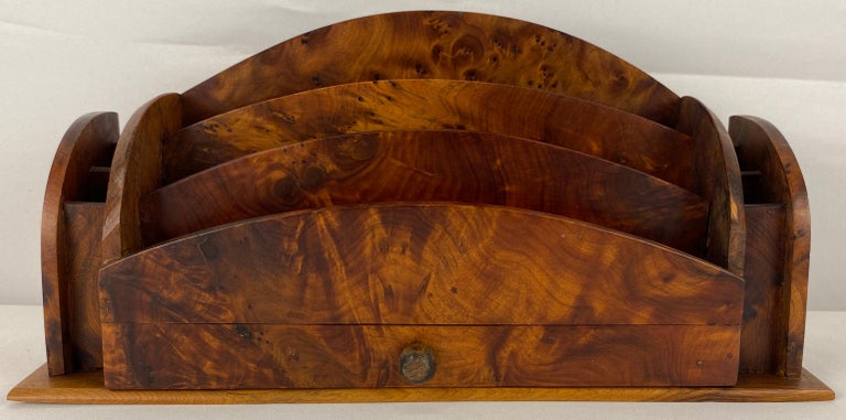 French Art Deco Style Wooden Letter Holder Burled Amboyna Wood For Sale ...