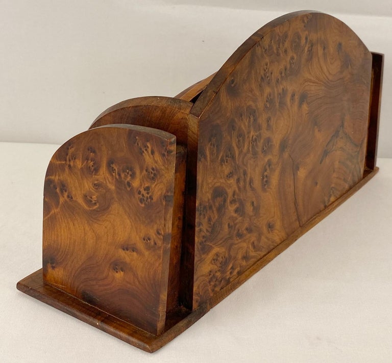 French Art Deco Style Wooden Letter Holder Burled Amboyna Wood For Sale ...