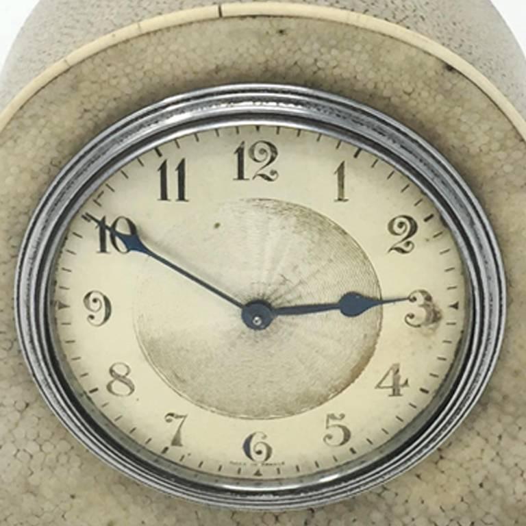 French Art Deco Table Clock in Shagreen, 1930s For Sale at 1stDibs