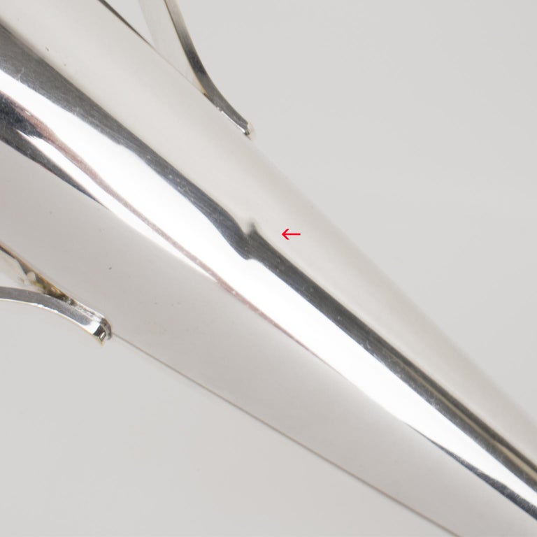 French Art Deco Tall Silver Plate Vase with Handles on Marble Base For ...