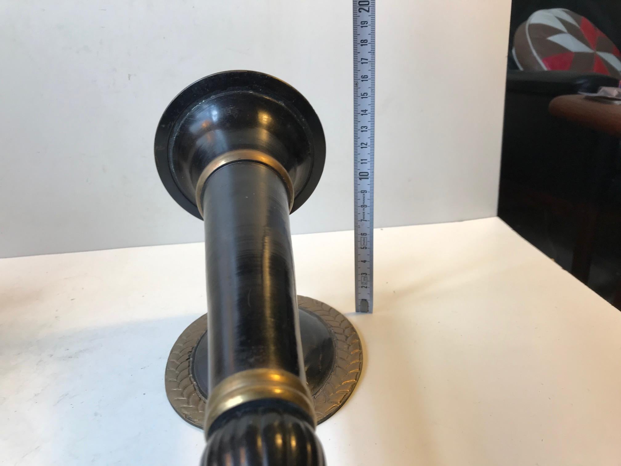 French Art Deco Torch Sconces in Bronze, 1920s at 1stDibs