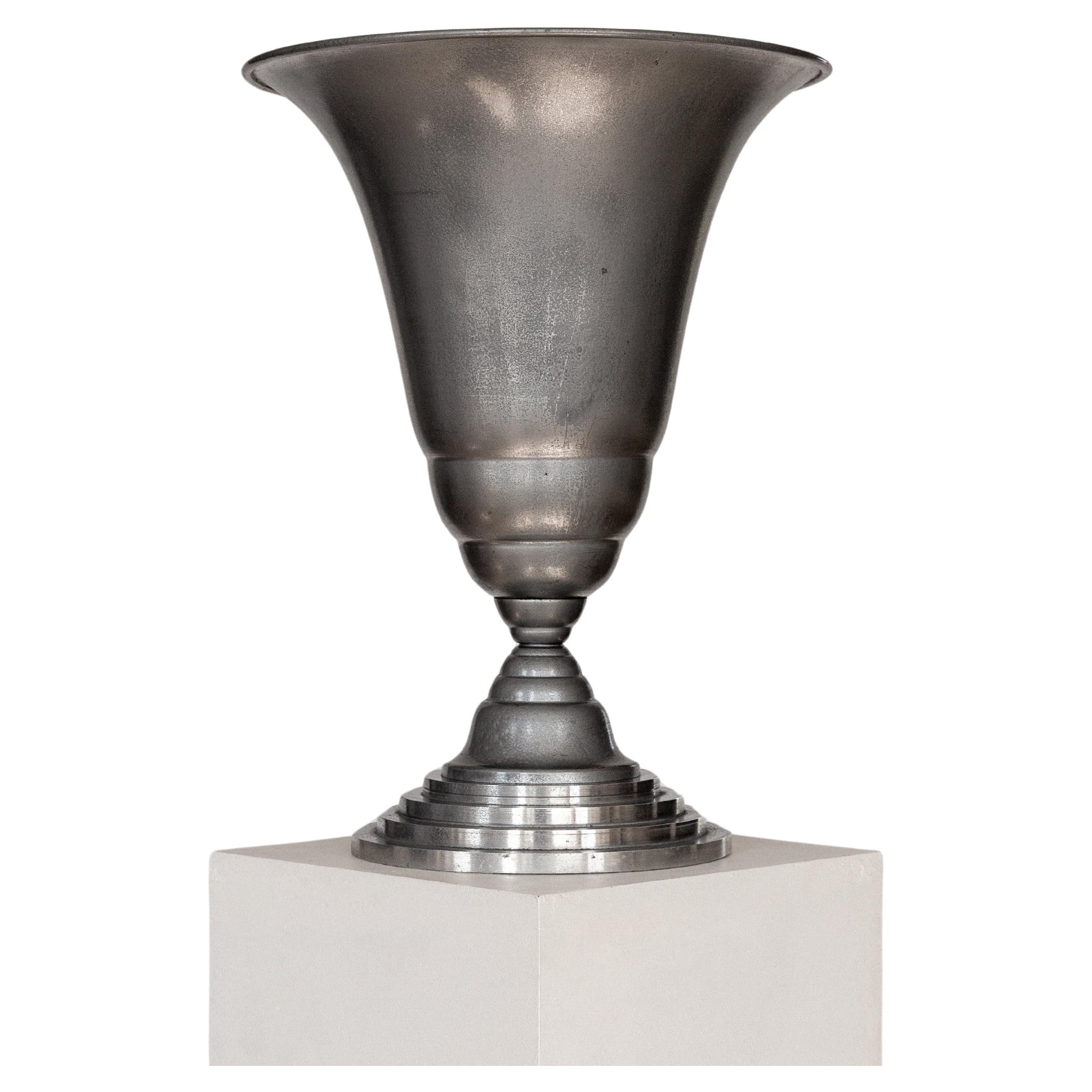 Art Deco Style Three-Tier Brushed Aluminum Torchiere Table Lamp at 1stDibs