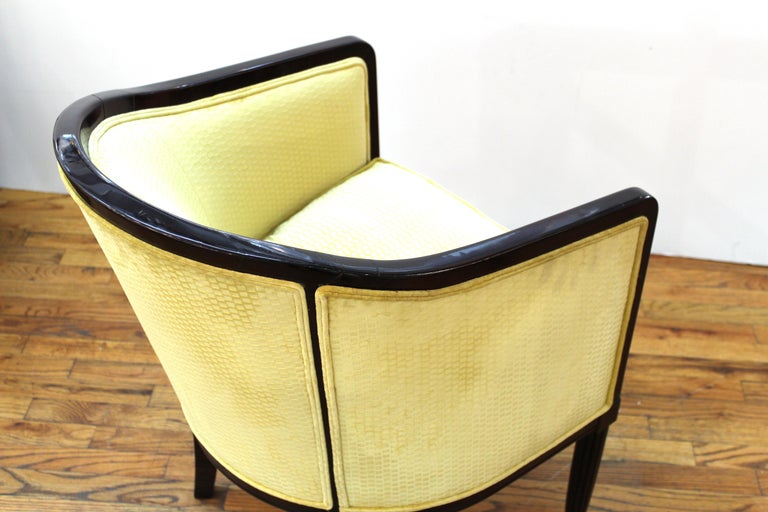 French Art Deco Tub Chairs in Velvet Upholstery at 1stDibs