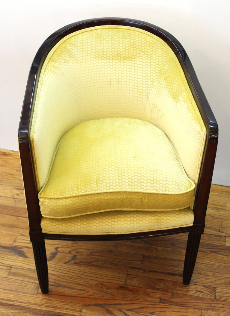 French Art Deco Tub Chairs in Velvet Upholstery at 1stDibs