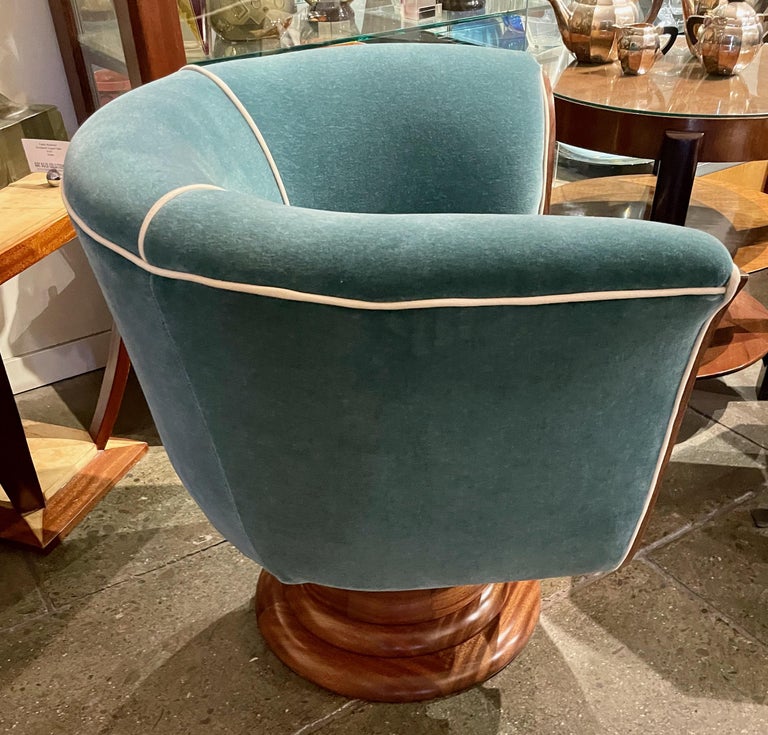 French Art Deco Tulip Swivel Chairs Mohair at 1stDibs | art deco swivel ...