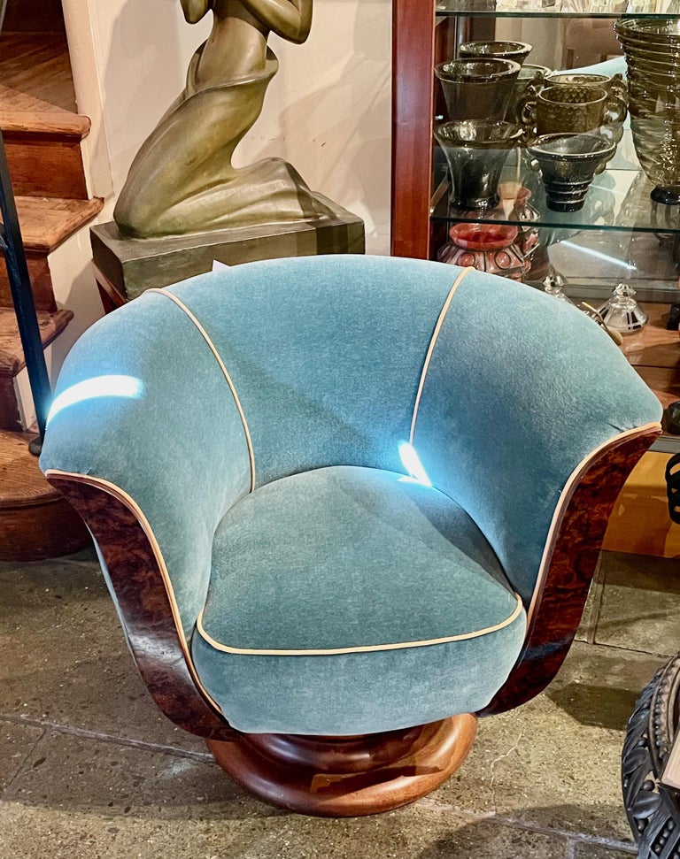 French Art Deco Tulip Swivel Chairs Mohair at 1stDibs | art deco swivel ...