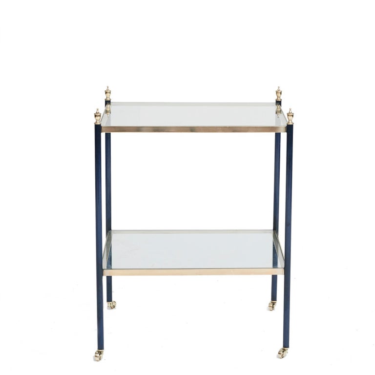 French Art Deco Two Tiered Brass and Glass Side Table For Sale at 1stDibs