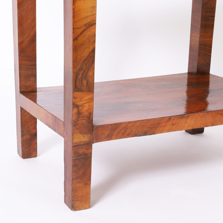 French Art Deco Two Tiered Walnut Table For Sale at 1stDibs